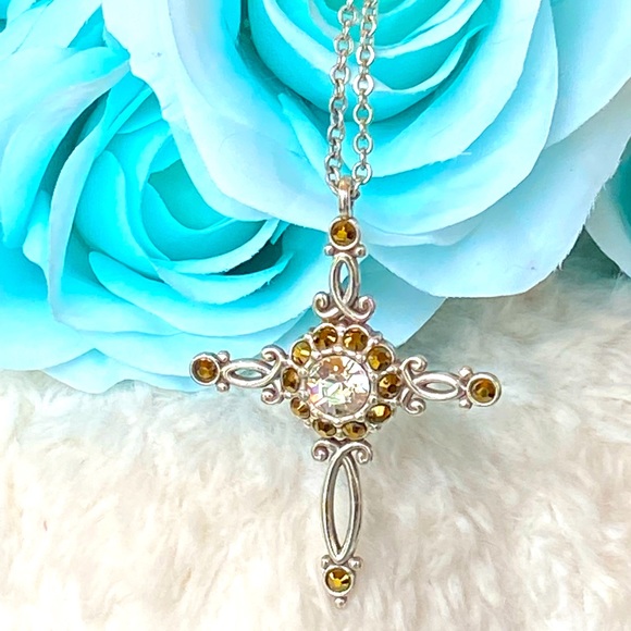 Brighton | Jewelry | Brighton Moonstruck Cross Pink Crystal Reversible ...